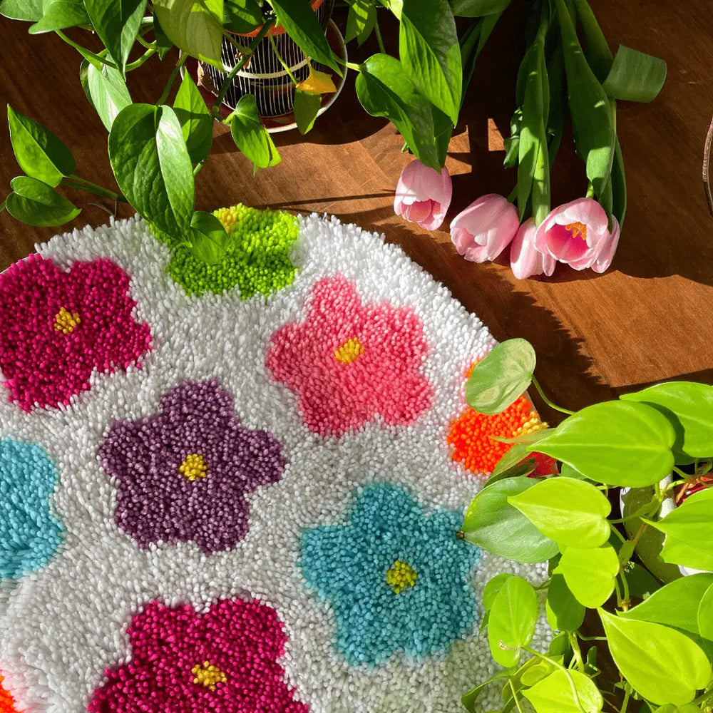 FLOWER BOMB RAINBOW Latch Hook Rug Making Kit | Craft Club