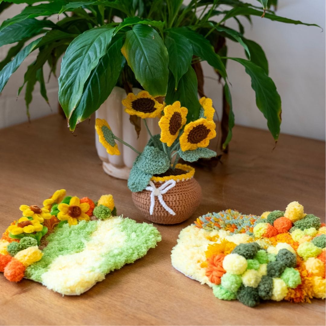 Sunflower Fields - Crochet & Moss Coaster Bundle