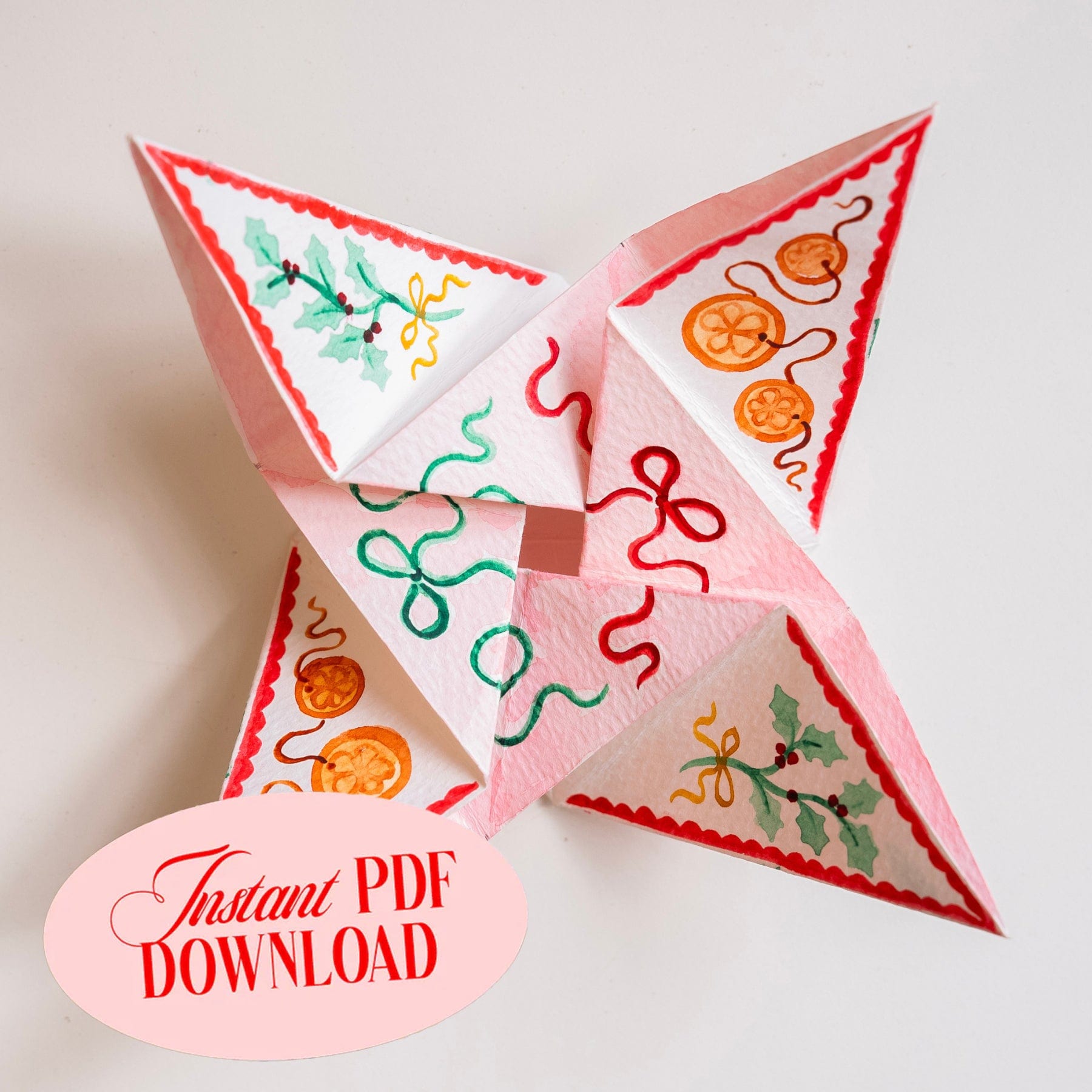 Victorian Puzzle Card | Festive Origami | PDF Print Out