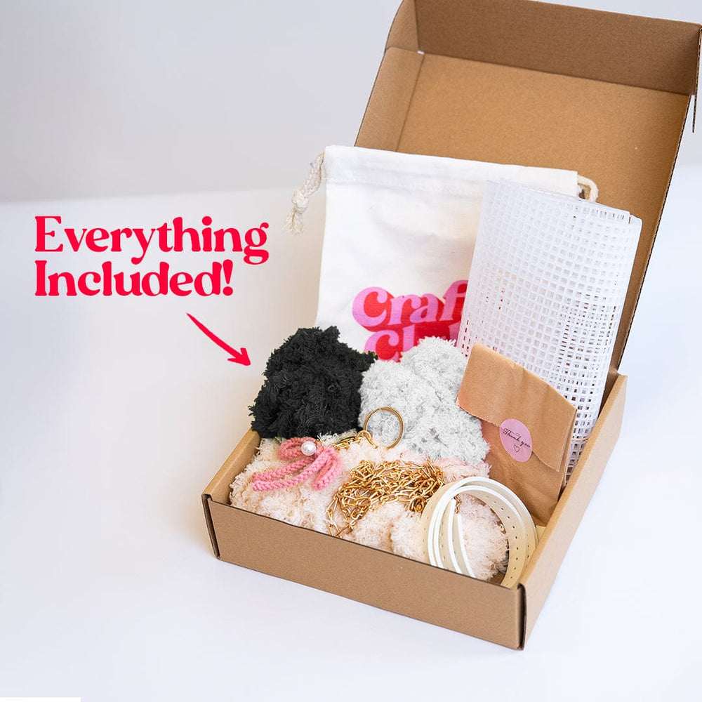 DIY Black Gingham Woven Handbag Kit | Perfect for Beginners