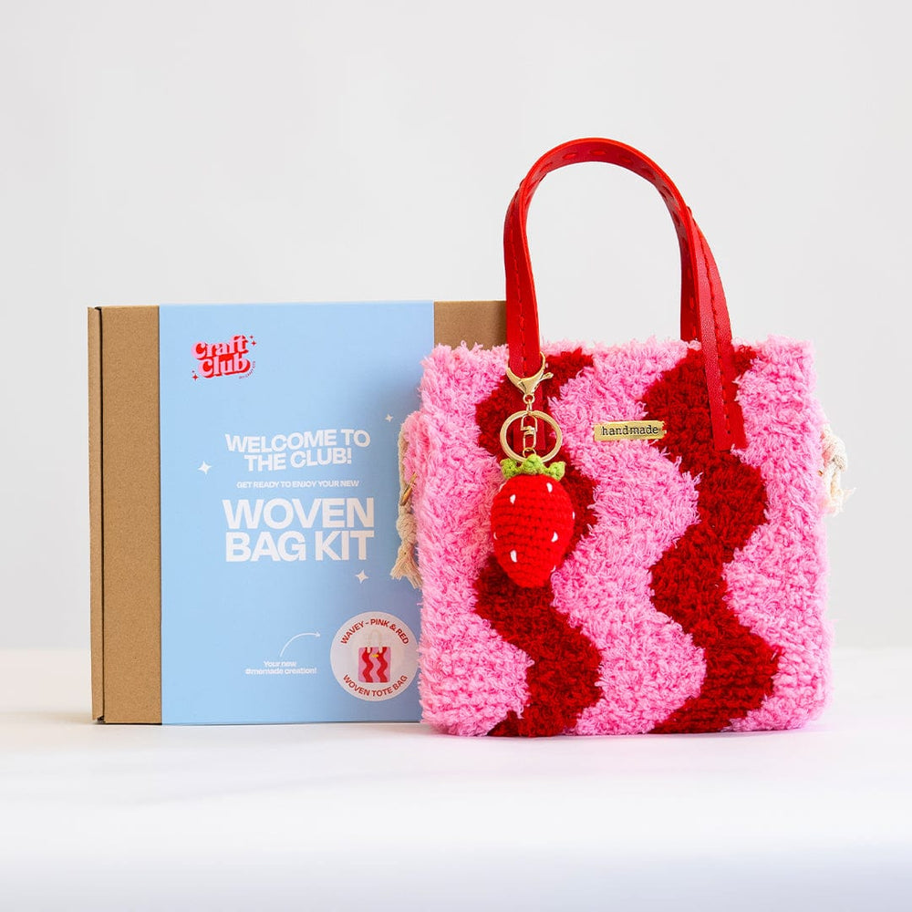 Pink & Red Wavey Woven Handbag DIY Kit | Easy Beginner Craft